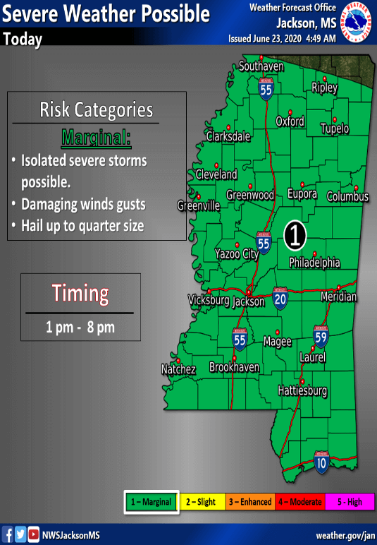 Large Segment Of Mississippi Under Threat Of Severe Weather On Tuesday
